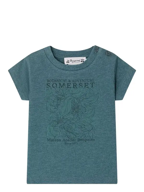 Bonpoint Organic Cotton T-shirt With Botanical Print - Green
