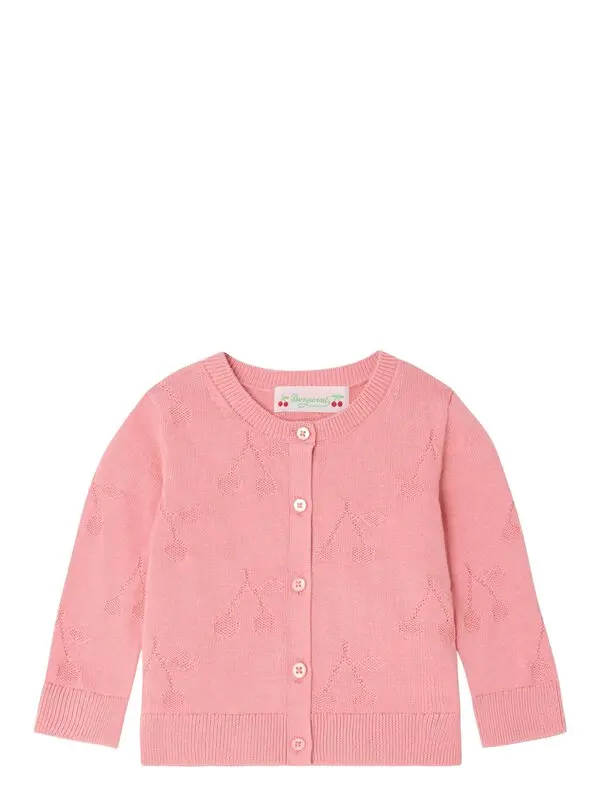 Bonpoint Cotton Intarsia Cardigan - Pink