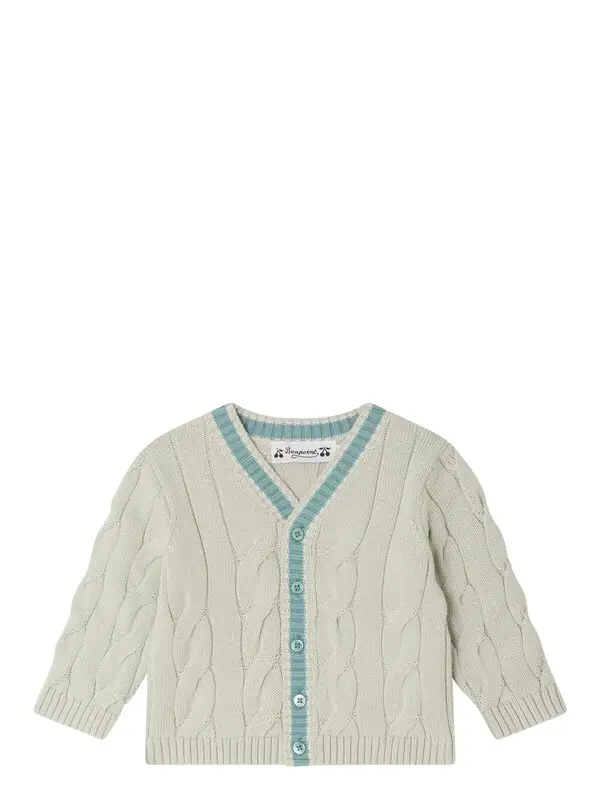 Bonpoint Cotton Cable-knit Cardigan - Blue