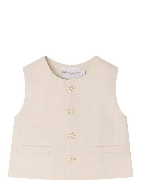 Bonpoint Stretch-cotton Button-up Waistcoat - Ivory