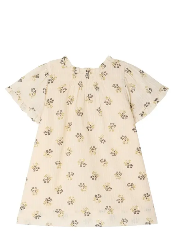 Bonpoint Cotton Lucie Dress With Floral Print - Ivory