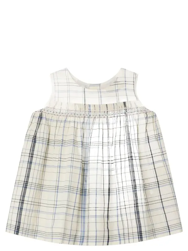 Bonpoint Sleeveless Checked Cotton Dress - Blue