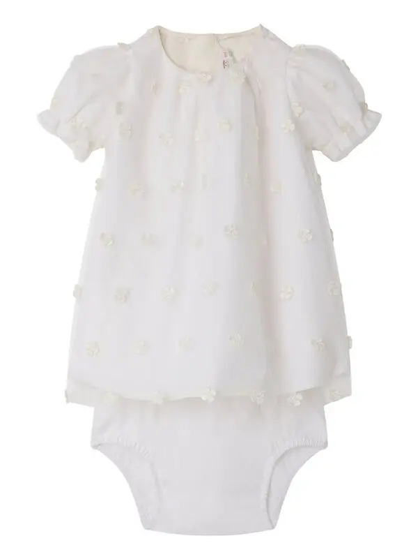 Bonpoint Embroidered Tulle Dress And Bloomers Set - White