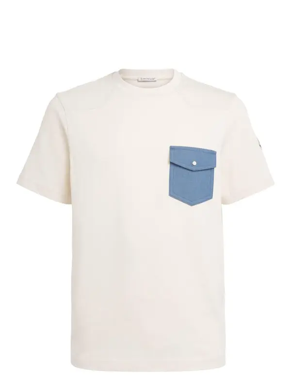 Moncler Cotton Denim-pocket T-shirt - Ivory