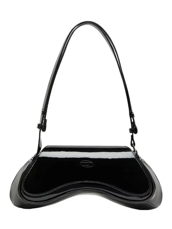 DIESEL® Mini Crossbody Bag With Glossy Finish And Oval D Logo - Nero