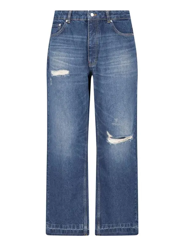 REPRESENT Distressed Straight-leg Jeans - Blue
