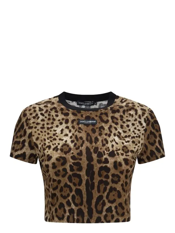 Dolce & Gabbana Cropped Logo T-shirt - Marrone