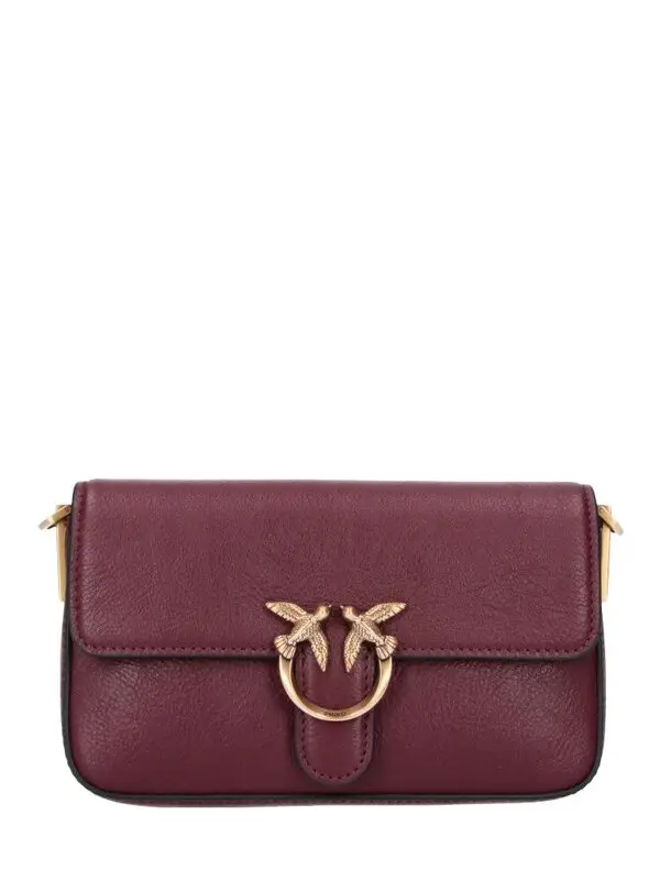 Pinko Leather Crossbody Bag With Gold Tone Hardware - Red