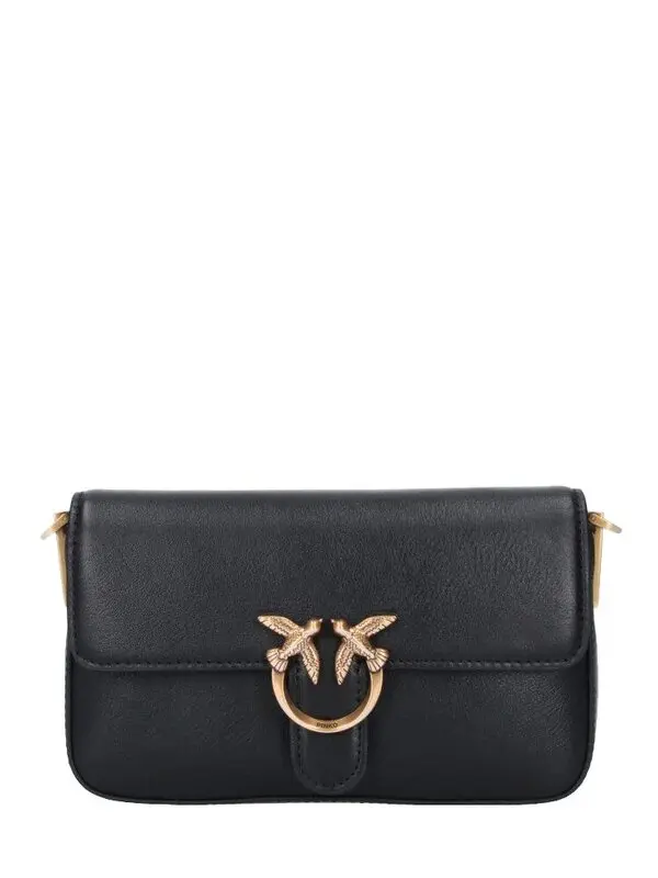 Pinko Leather-effect Shoulder Bag With Gold Tone Buckle - Black