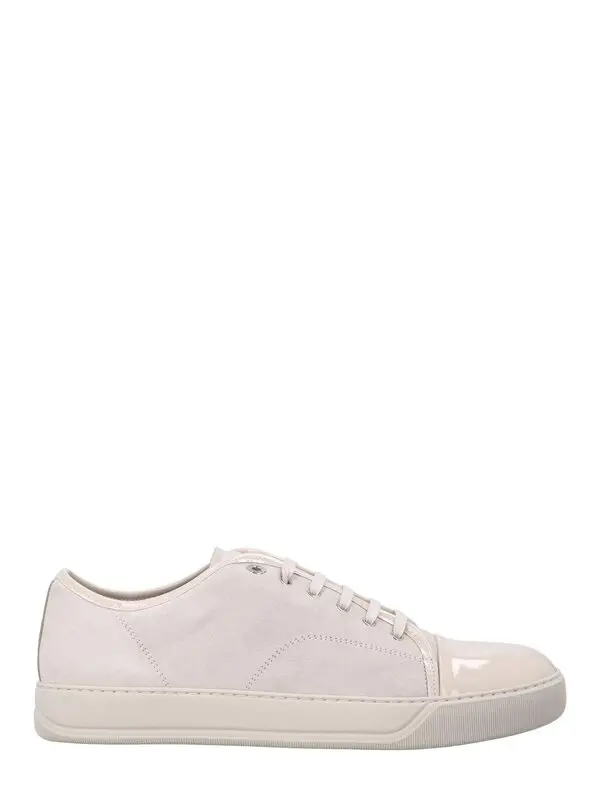LANVIN Dbb1 Low-top Suede Sneaker With Patent Toe Cap - Beige