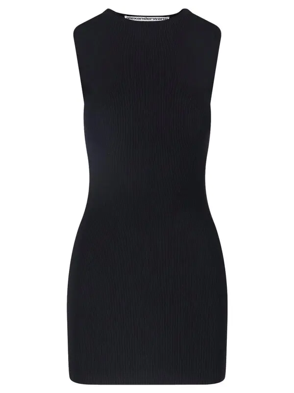 Alexander Wang Sculpted Ribbed Stretch Mini Dress - Black