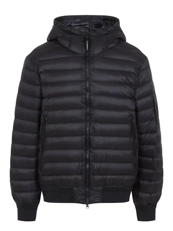 C.P. COMPANY Hooded Lens Down Jacket - Black
