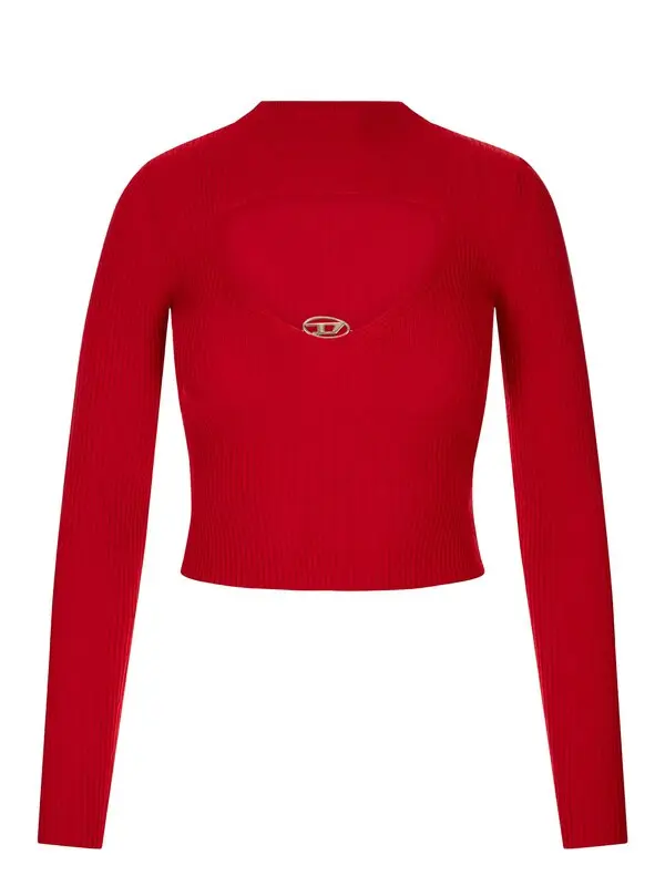 DIESEL® Ribbed Cut-out Knit Sweater With Emblem Detail - 612formulared