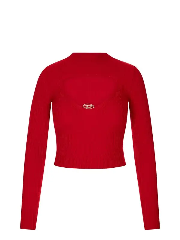 DIESEL® Ribbed Knit Cutout Mock Neck Long Sleeve Cropped Top - 612formulared