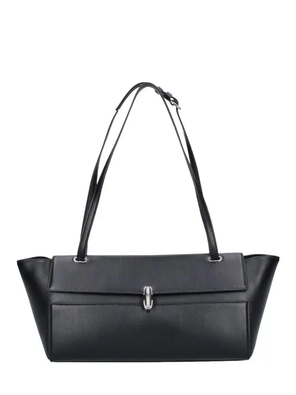 Savette 100% Calfskin Shoulder Bag - Black