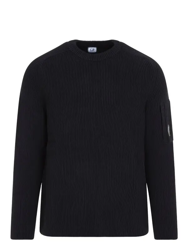 C.P. COMPANY Ribbed Cotton Crewneck Sweater - Black