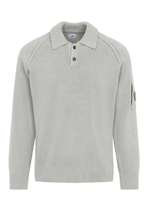 C.P. COMPANY Chenille Polo Neck Sweater For - Grey