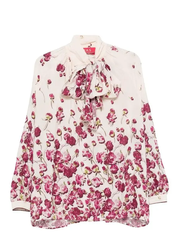 F.R.S FOR RESTLESS SLEEPERS Silk Blend Floral Print Shirt - Red
