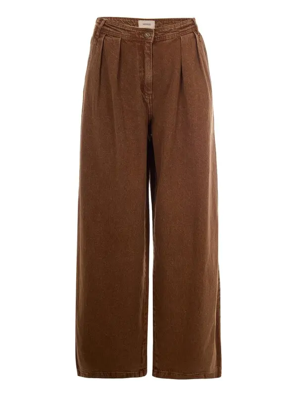 SESSUN High-waist Pleated Wide-leg Pants - Toffee