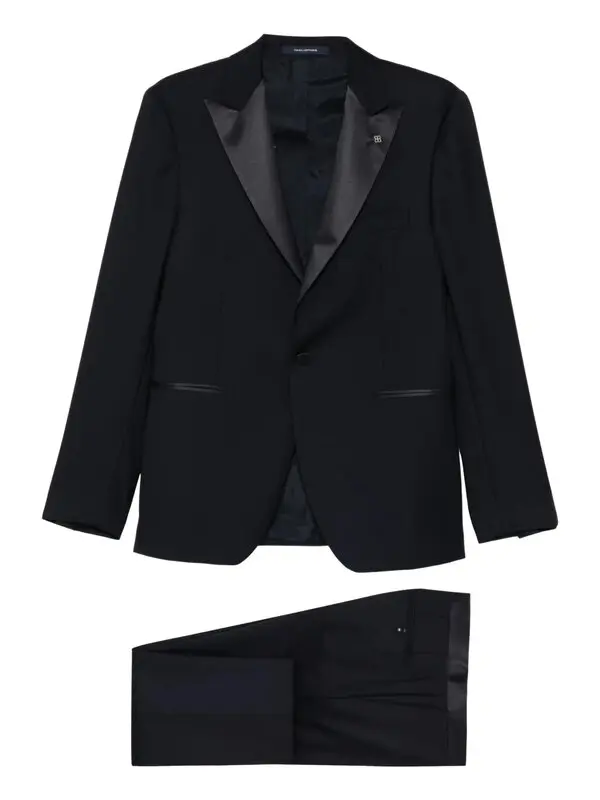 Tagliatore Satin Lapel Tuxedo Blazer - Black