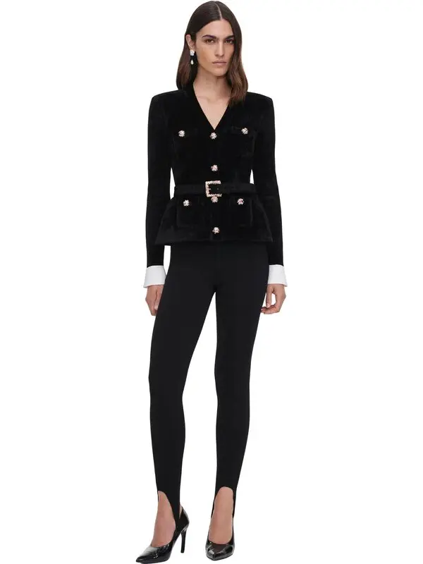 SELF-PORTRAIT Tailored Shirt With Shoulder Pads And Functional Pockets - Nero