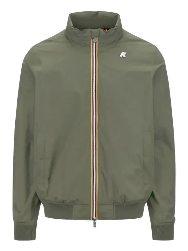K-WAY Zip-up Windbreaker Jacket With Stand Collar - Green