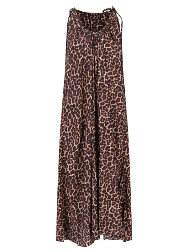ANINE BING Leopard Print Silk-blend Mini Dress - Brown
