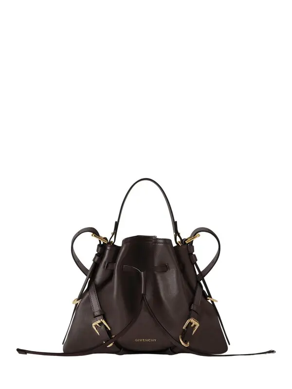 Givenchy Small Calfskin Bucket Bag With Drawstring Closure - Marrone