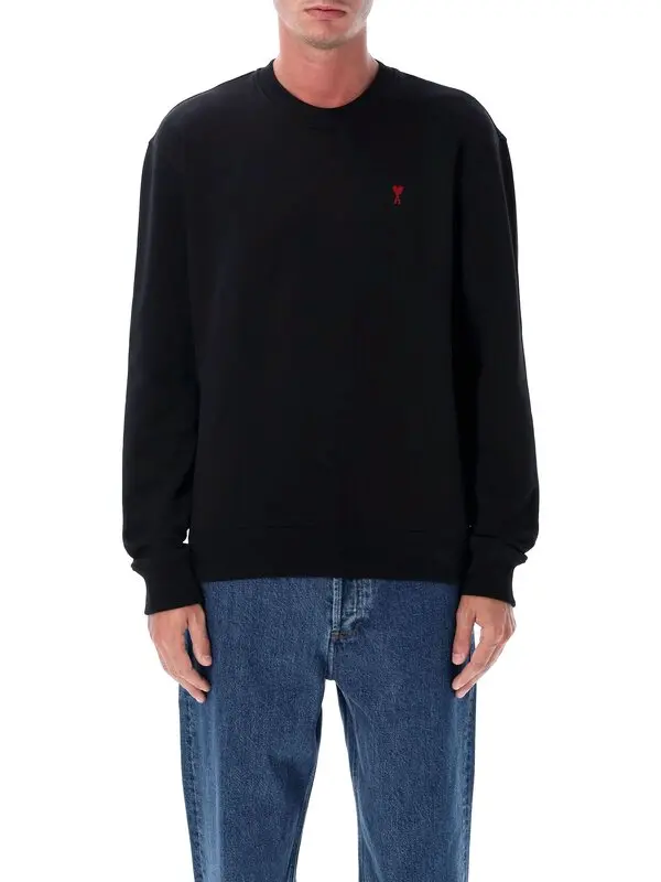 AMI Paris Embroidered Heart Crewneck Sweatshirt - Nero