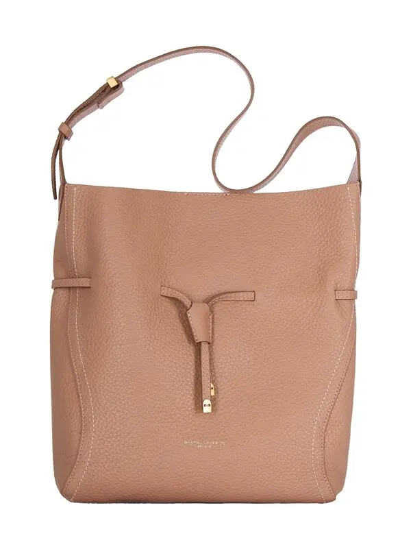 GIANNI CHIARINI Pebbled Leather Bucket Shoulder Bag - Clay