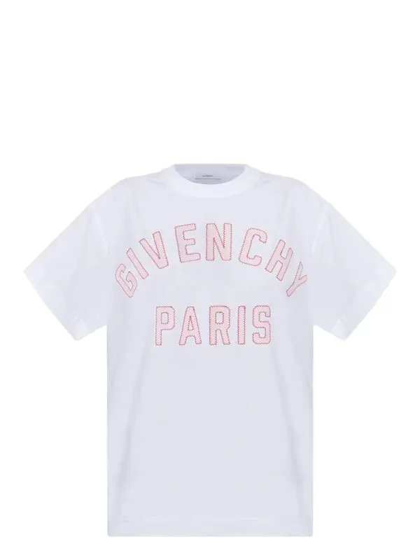 Givenchy Relaxed-fit Cotton T-shirt With Embroidered Paris Patch - Bianco