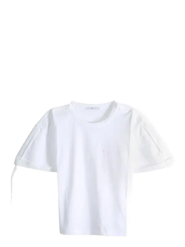 Givenchy Cotton T-shirt With Embroidered Signature And Bow Sleeves - Bianco