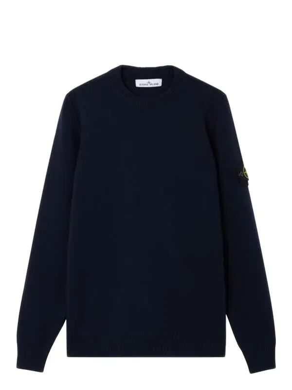 Stone Island Ribbed Knit Sweater With Reversed Shoulder Bands - Blu