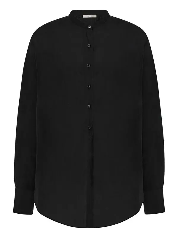THE ROW Lula Long-sleeved Silk Poplin Shirt - Black