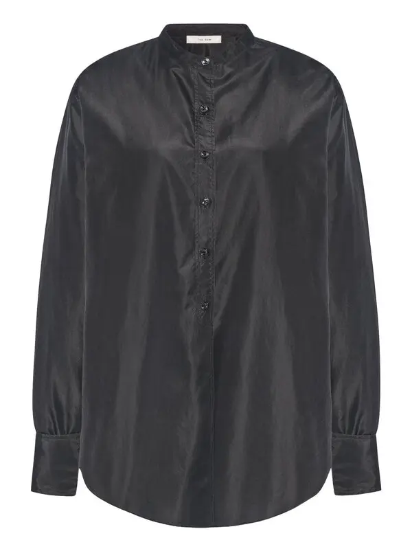 THE ROW Lula Long-sleeved Silk Poplin Shirt - Black