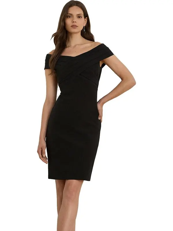 Ralph Lauren Off-the-shoulder Crepe Cocktail Dress - Black