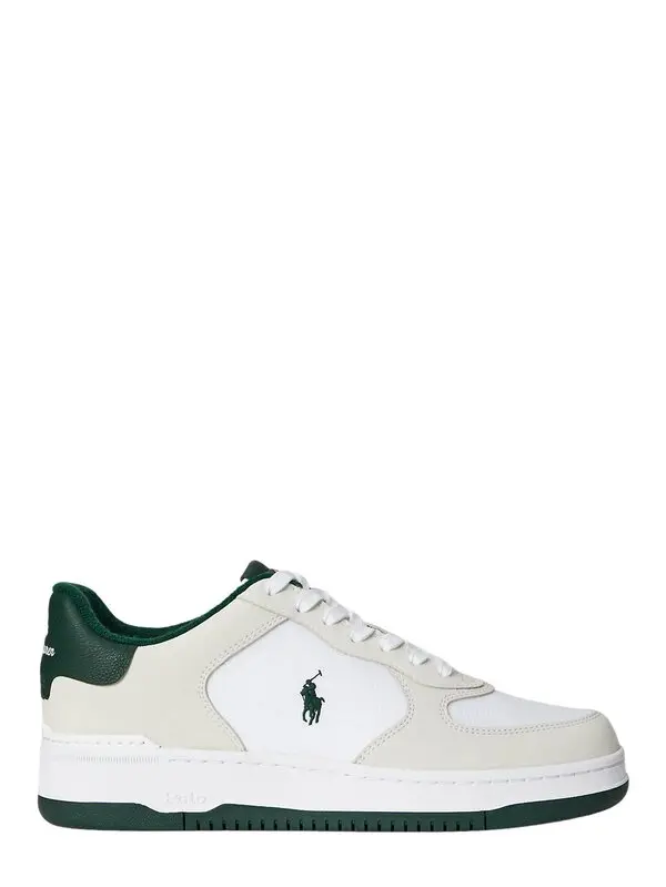 Ralph Lauren Masters Court Nubuck-paneled Low-top Sneakers - White/forest