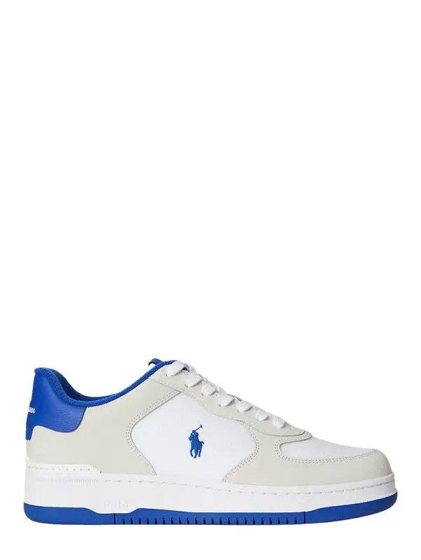 Ralph Lauren Masters Court Nubuck-paneled Low-top Sneakers - White/royal