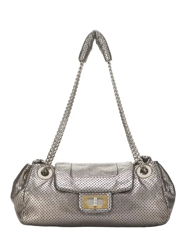 Chanel Perforated Drill Accordion Flap Bag Small - Silver