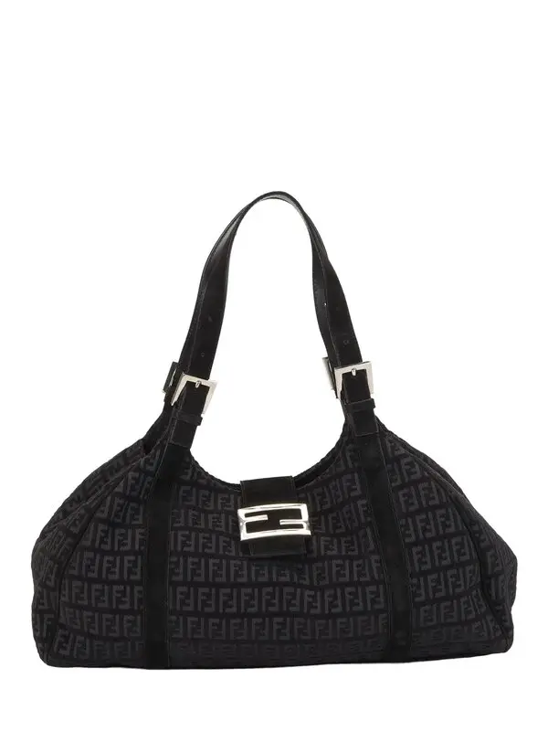Fendi Velour Sporty Hobo Bag - Black