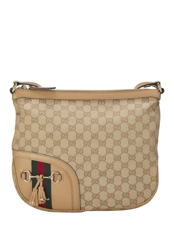 Gucci Original Gg Horsebit Tassel Crossbody - Beige