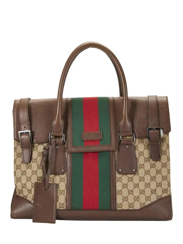 Gucci Original Gg Monogram Satchel Briefcase - Brown