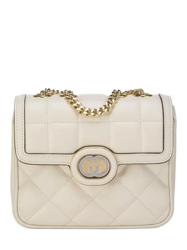 Gucci Calfskin Deco Shoulder Bag - White
