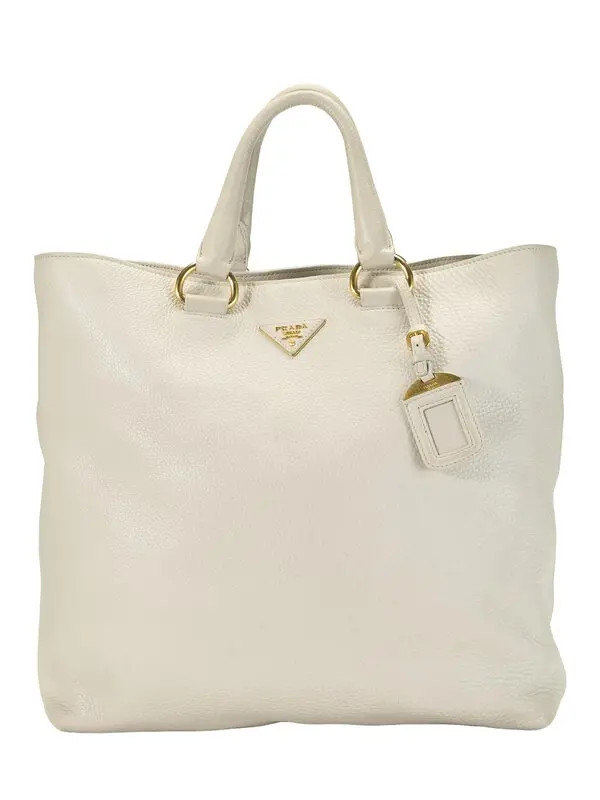 Prada Vitello Daino Convertible Shopping Tote - White