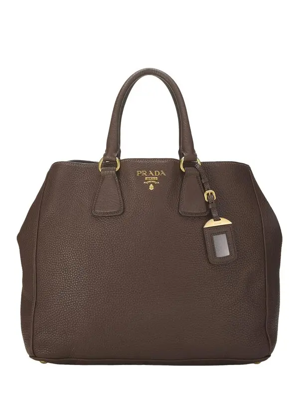 Prada Vitello Daino Shopping Tote - Brown