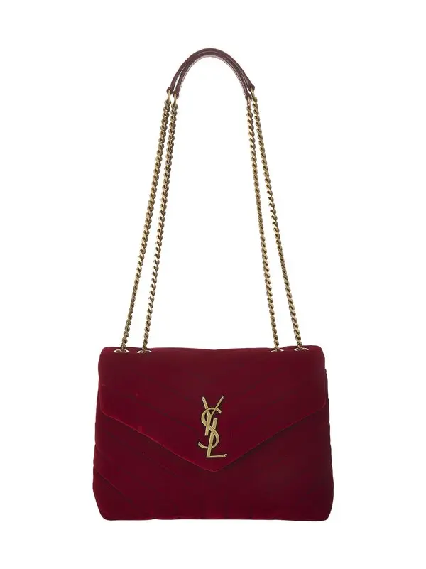 Saint Laurent Velvet Lou Lou Bag Small - Red