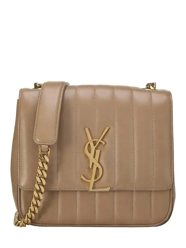 Saint Laurent Vicky Quilted Lambskin Crossbody Bag - Beige