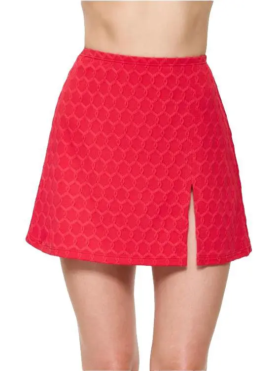 GOTTEX Chained Reaction Textured Pull-on Skirt Cover-up - Red