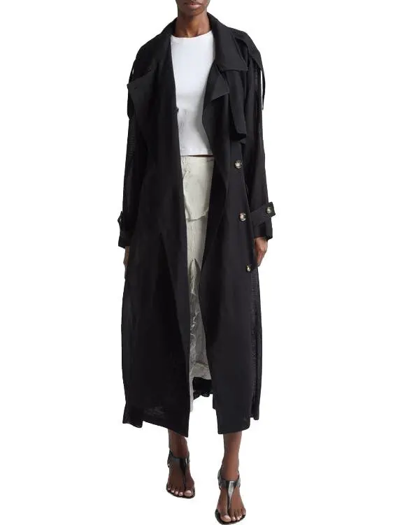 Proenza Schouler Sheer Wool Trench Coat - Black