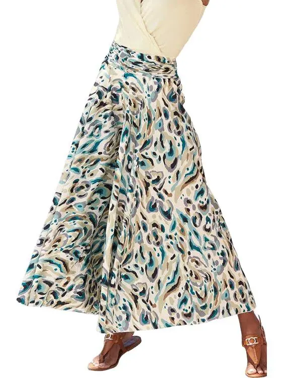 LASCANA Printed Flowy Wide-leg Culottes - Sand Print
